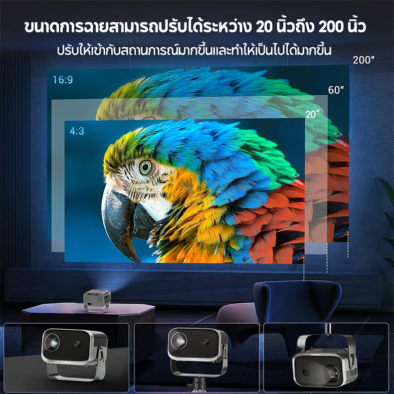 【การหมุน 360°】Funfoox VENO โปรเจคเตอร์ projector 1080P 7200lumens ...