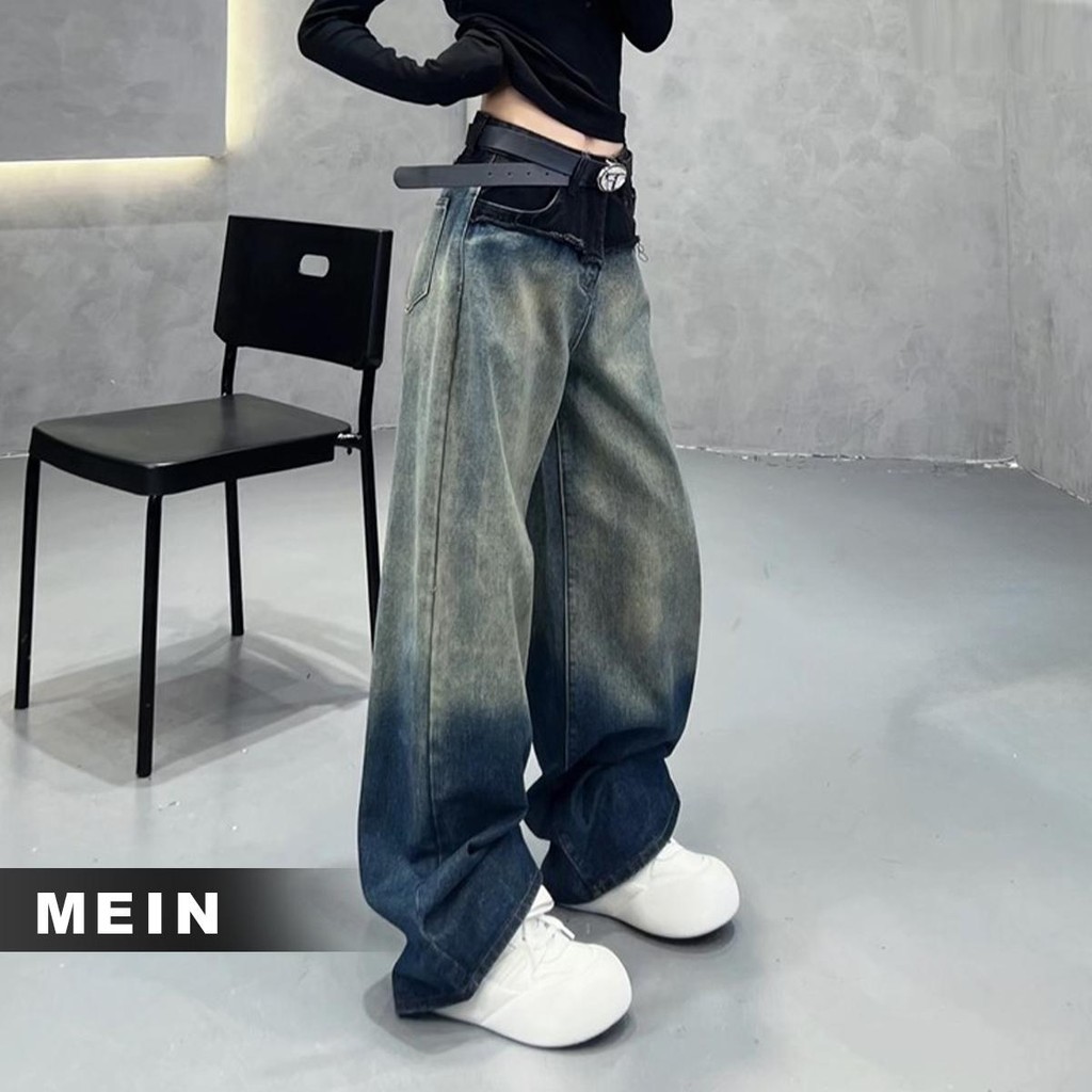 [MEIN] GIRL POWER กางเกงยีนส์ เอวสูง สไตล์ แฟชั่น ไล่สี สไตล์ เกาหลี ...