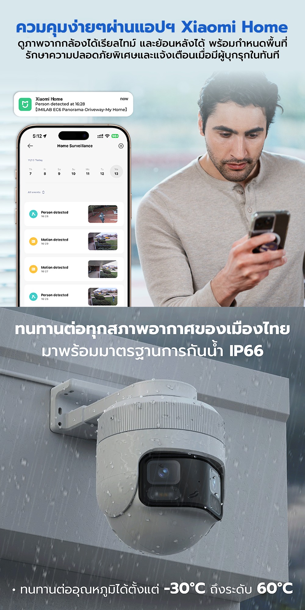 IMILAB EC6 Panorama กล้องวงจรปิด มุมมองกว้าง 180° คมชัด 3.5K หมุนได้ 344° รองรับแอปฯ Xiaomi Home ...