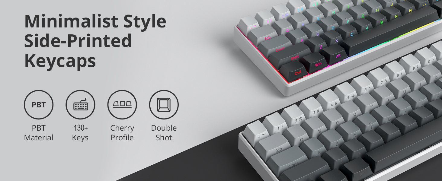Side Print Keycaps 130+ Keys Cherry Profile ไล่สี รองรับไฟ Backlit PBT ...