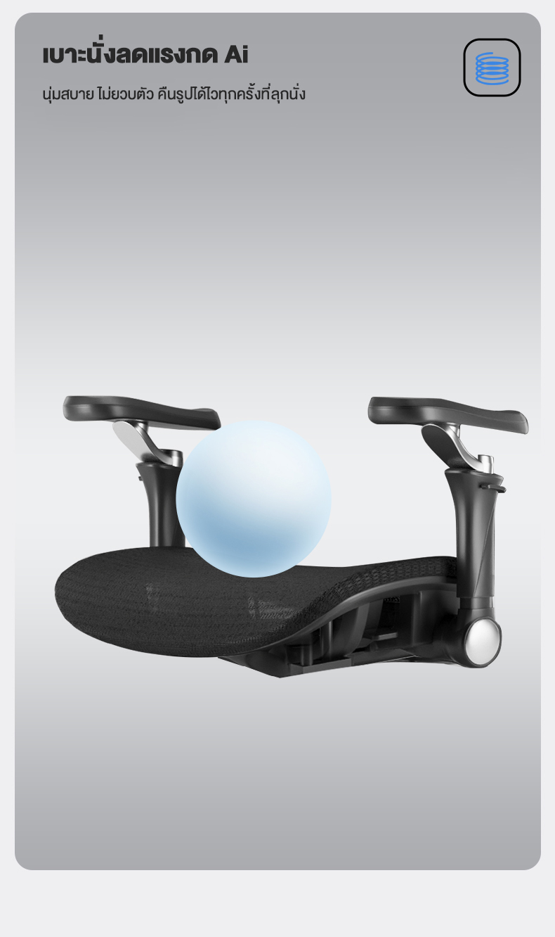 Kris เก้าอี้เพื่อสุขภาพ รุ่นปกป้องเอว M26 หมอนรองหลังแบบถุงลมนิรภัย เก้าอี้ตามหลักสรีรศาสตร์ รับ ...