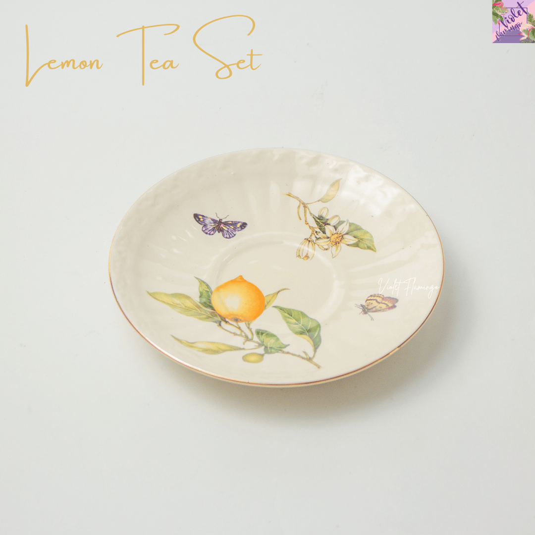 Violet Flamingo Lemon Tea Set / Tea Cup Set ชุดน้ำชา/ ชุดแก้วชา ลายเล ...