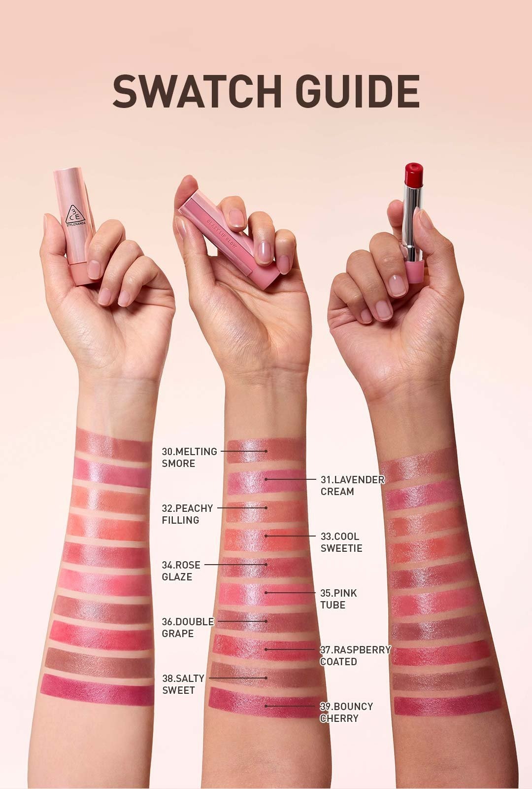 3CE - Glazy Lip Glow 3.2 g. ทรีซีอี เกลซซี่ ลิป โกลว์ | Shopee Thailand