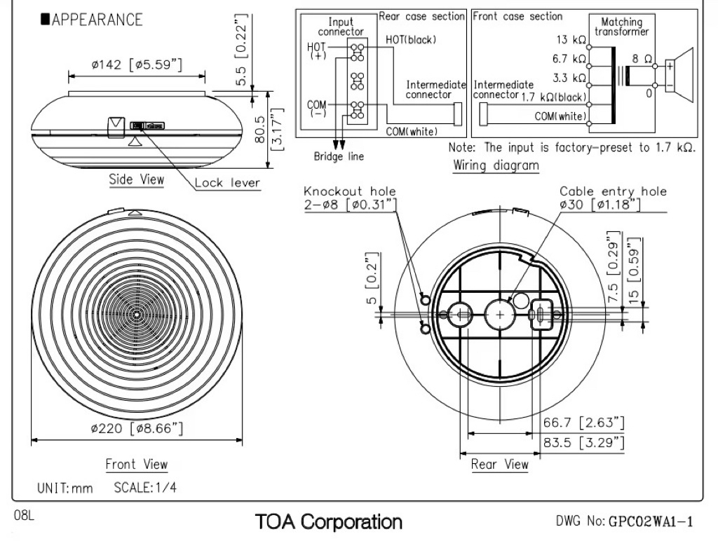 TOA l PC-2268 ลำโพงเพดานปูน 5 นิ้ว 6W ไม่ต้องฝังฝ้า สินค้ามือสอง ใช้งาน ...