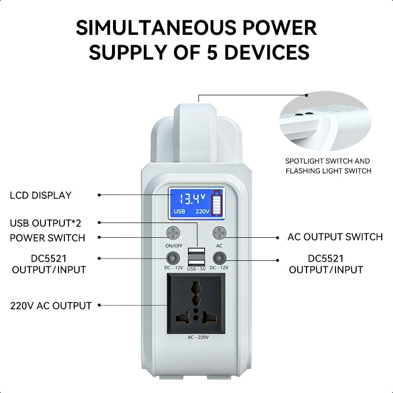 【ทำงานขณะชาร์จ】300W 200Wh Power box Camping Portable Power Station 220v ...