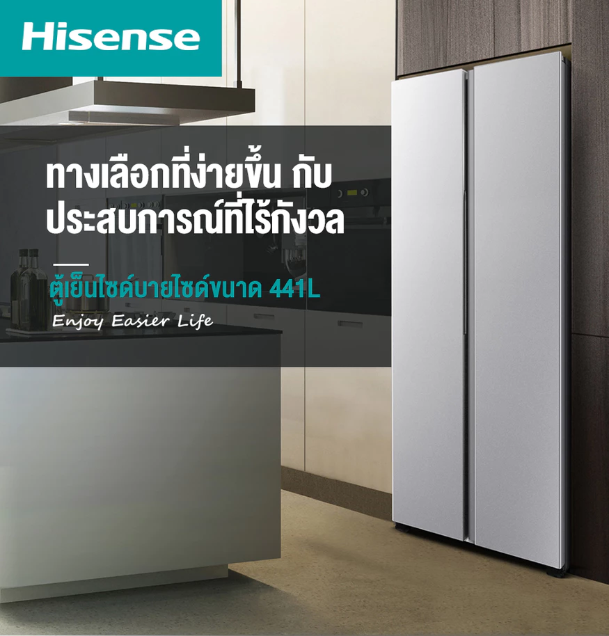 Hisense ตู้เย็น2 ประตู Side By Side :15.6Q/441 ลิตร รุ่น ERS428S ...