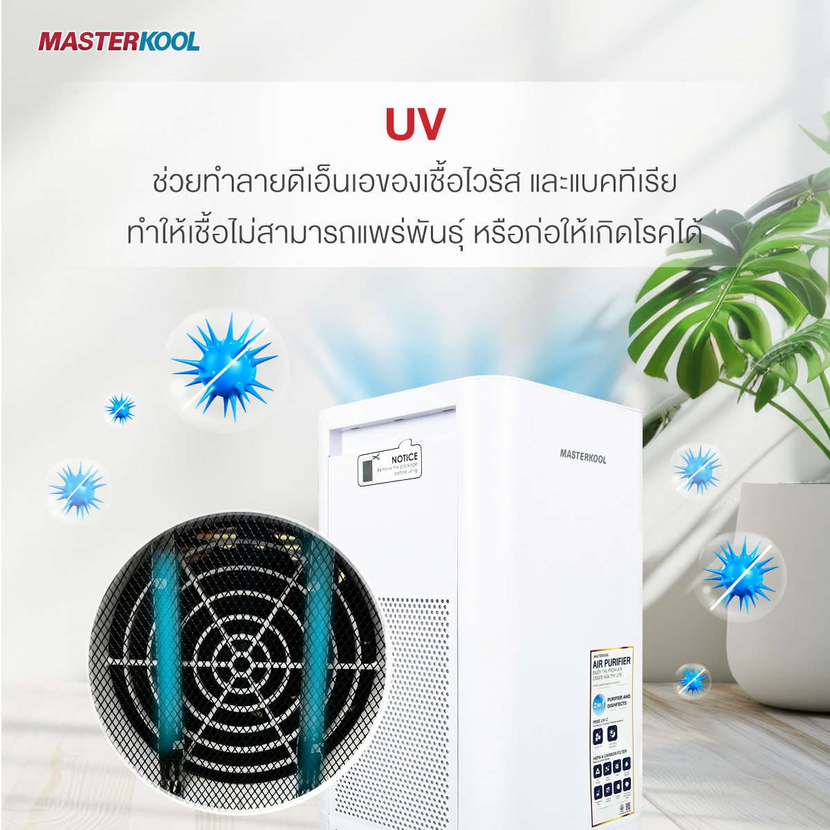 [สินค้าพร้อมส่ง]Masterkoolเครื่องฟอกอากาศPM2.5และระบบฆ่าเชื้อโรค รุ่น MTK-AP05 42 ตร.ม.HEPA ...
