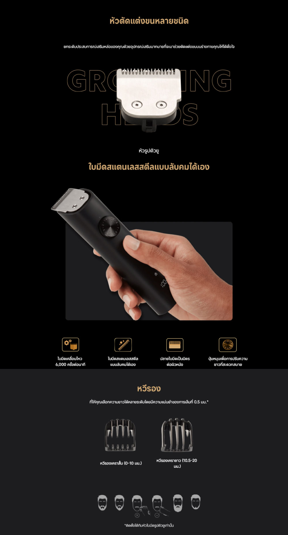 Xiaomi Grooming Kit Pro ชุดอุปกรณ์ตกแต่งหนวดเคราและเส้นผม (รับประกันศูนย์ไทย 1 ปี) | Shopee Thailand