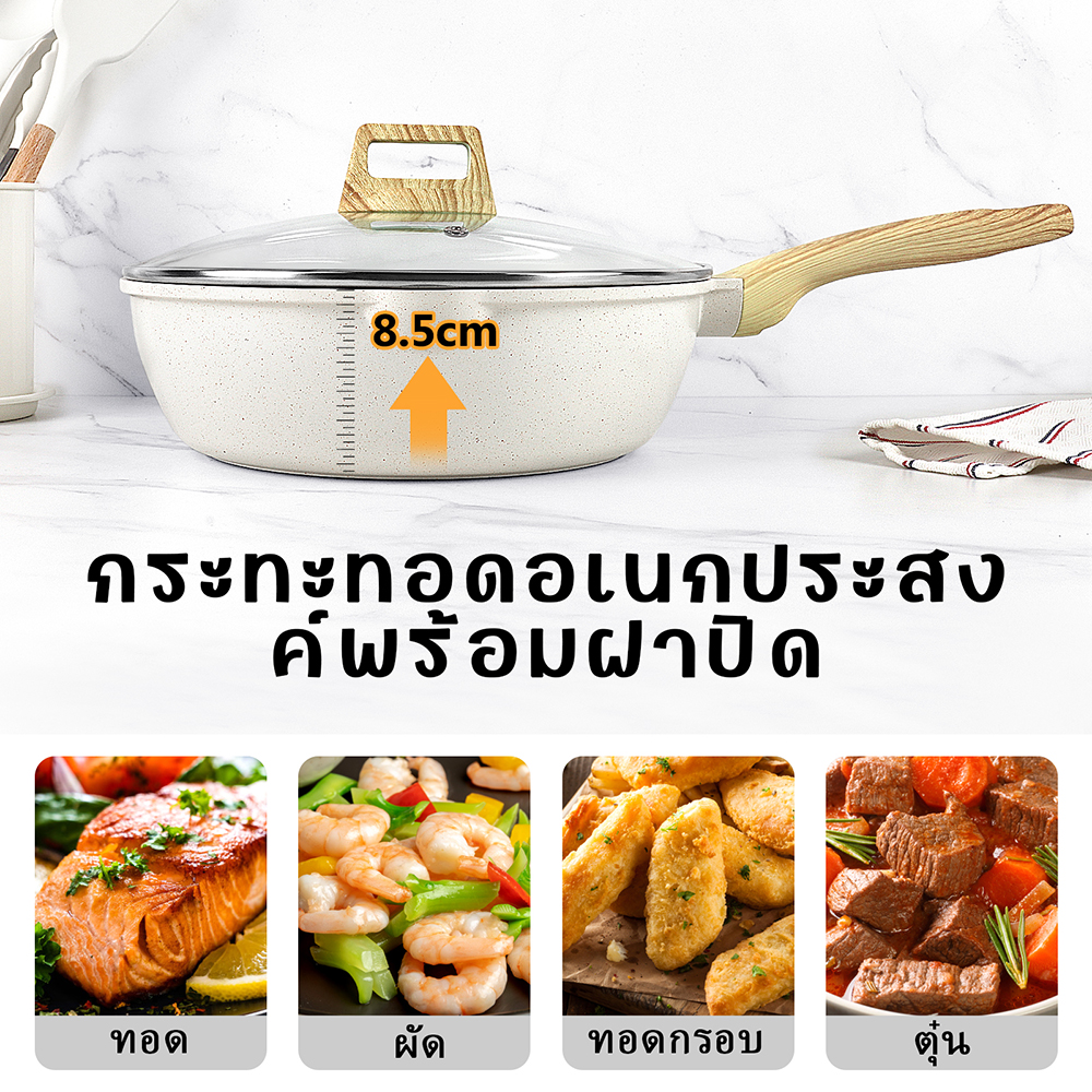 （พร้อมส่ง）GiPP กระทะมีฝา 24/28ซม. กระทะทอด กระทะผัดแบบไม่ติดกระทะ หม้อกระทะเหมาะสำหรับเตาทั้งหมด ...