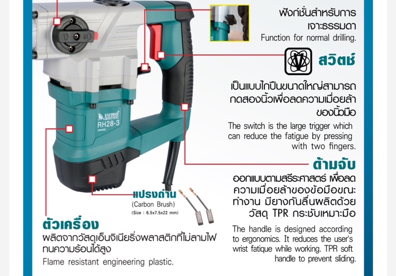 สว่านโรตารี่ รุ่น RH28-3 SUMO รับประกัน 1 ปีเต็ม | Shopee Thailand