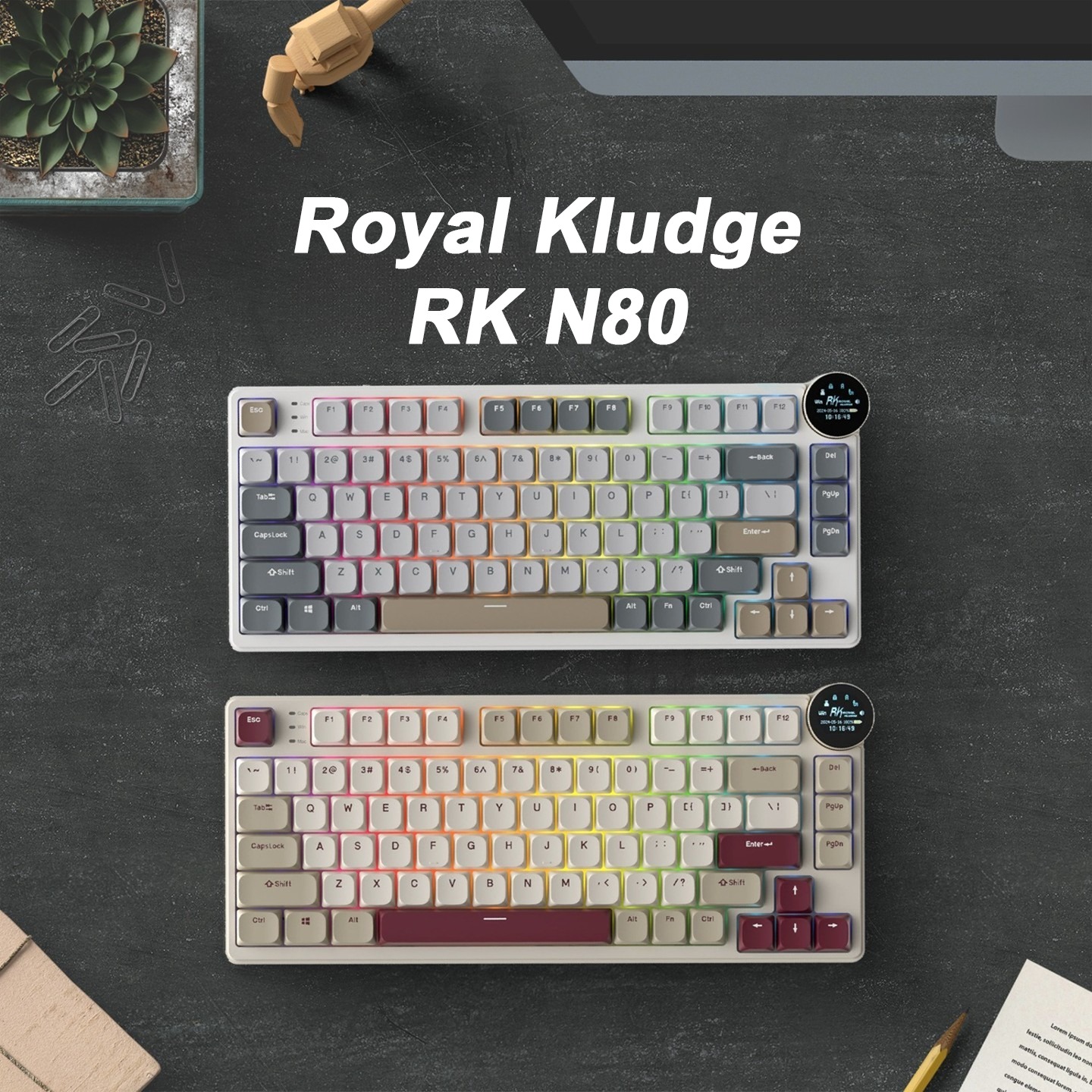 Royal Kludge RK N80 Pearly Dawn 80 Key Low Profile Tri-Mode RGB แบบมี ...