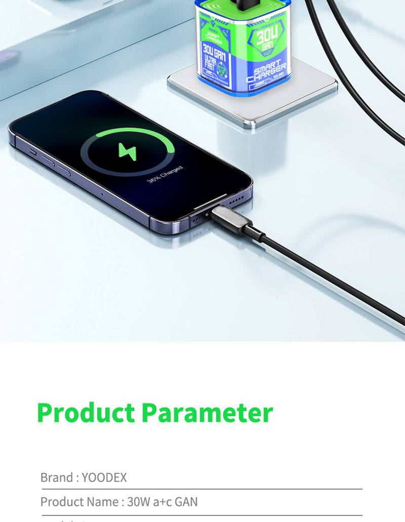 [รับประกัน 1 ปี⚡]YOODEX⚡ เครื่องชาร์จเร็ว PD30W สองสี พร้อมหัวชาร์จแบบ ...