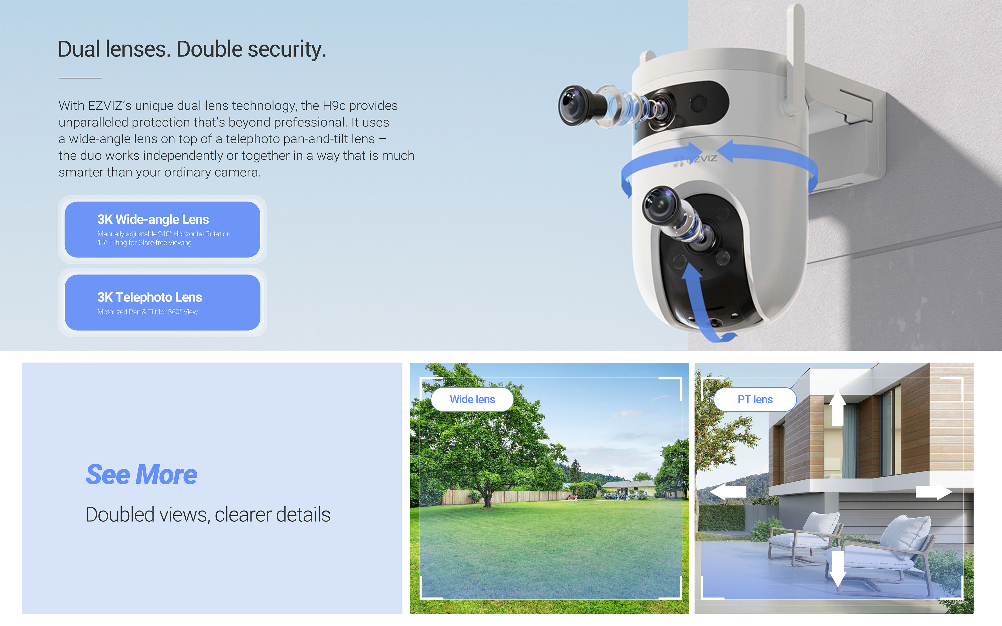 EZVIZ H9c Dual 3K (5MP+5MP) CS-H9c-R105-8H55WFL WIFI PT IP Camera DUAL ...