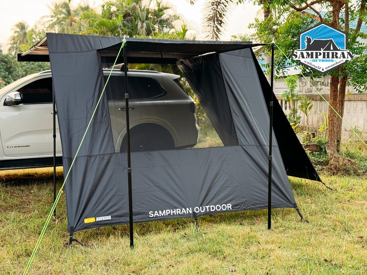 Jason Box ผ้าเสริมด้านข้าง | ด้านหน้า สำหรับ Awning สีดำ มีหน้าต่างมุ้ง ...