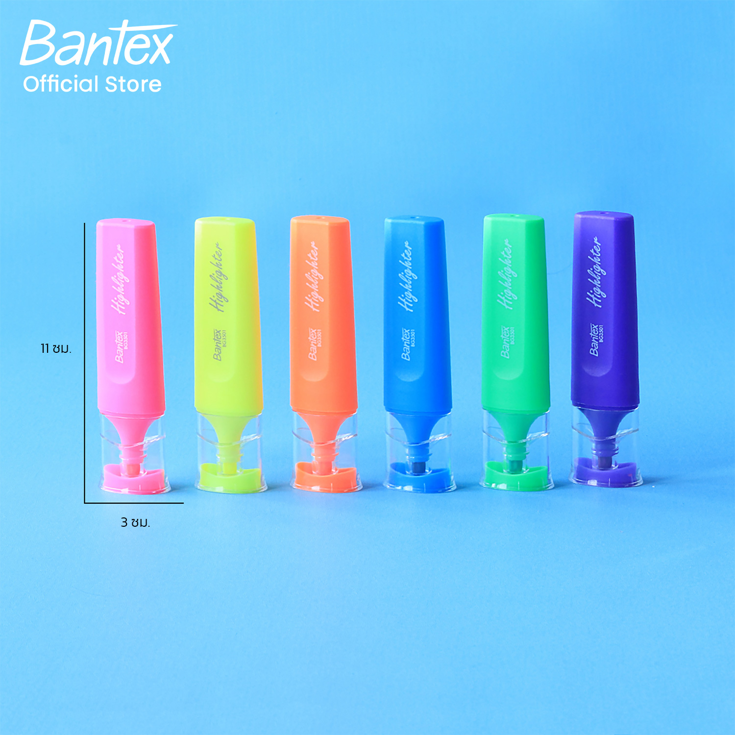 Bantex ปากกาไฮไลท์ สีพาสเทล+นีออน ปากกาเน้นข้อความ หมึกสีสด ตัดเส้นชัด ...