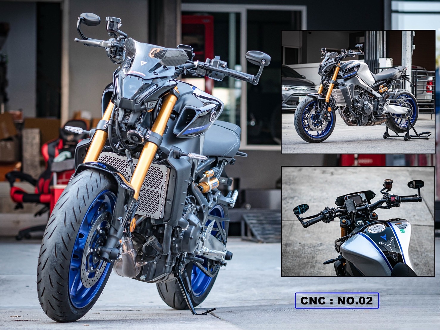 กระจก + ตุ้มปลายแฮนด์ WereWolf สำหรับ YAMAHA MT-07, MT-09 Gen1-Gen4 ...