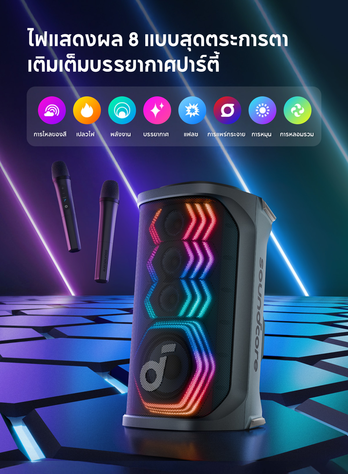 Soundcore by Anker Rave 3S Partybox Karaoke Speaker ฟังก์ชั่นไกด์เสียง ...