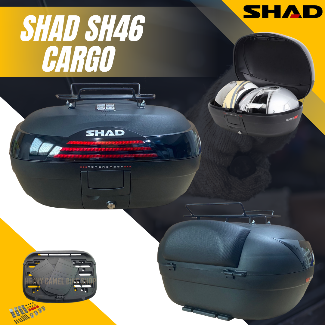 กล่องท้าย SHAD SH46 ขนาด 46 ลิตร เบาะพิงหลัง+CARGO มัดเต็นท์ เก็บหมวก ...