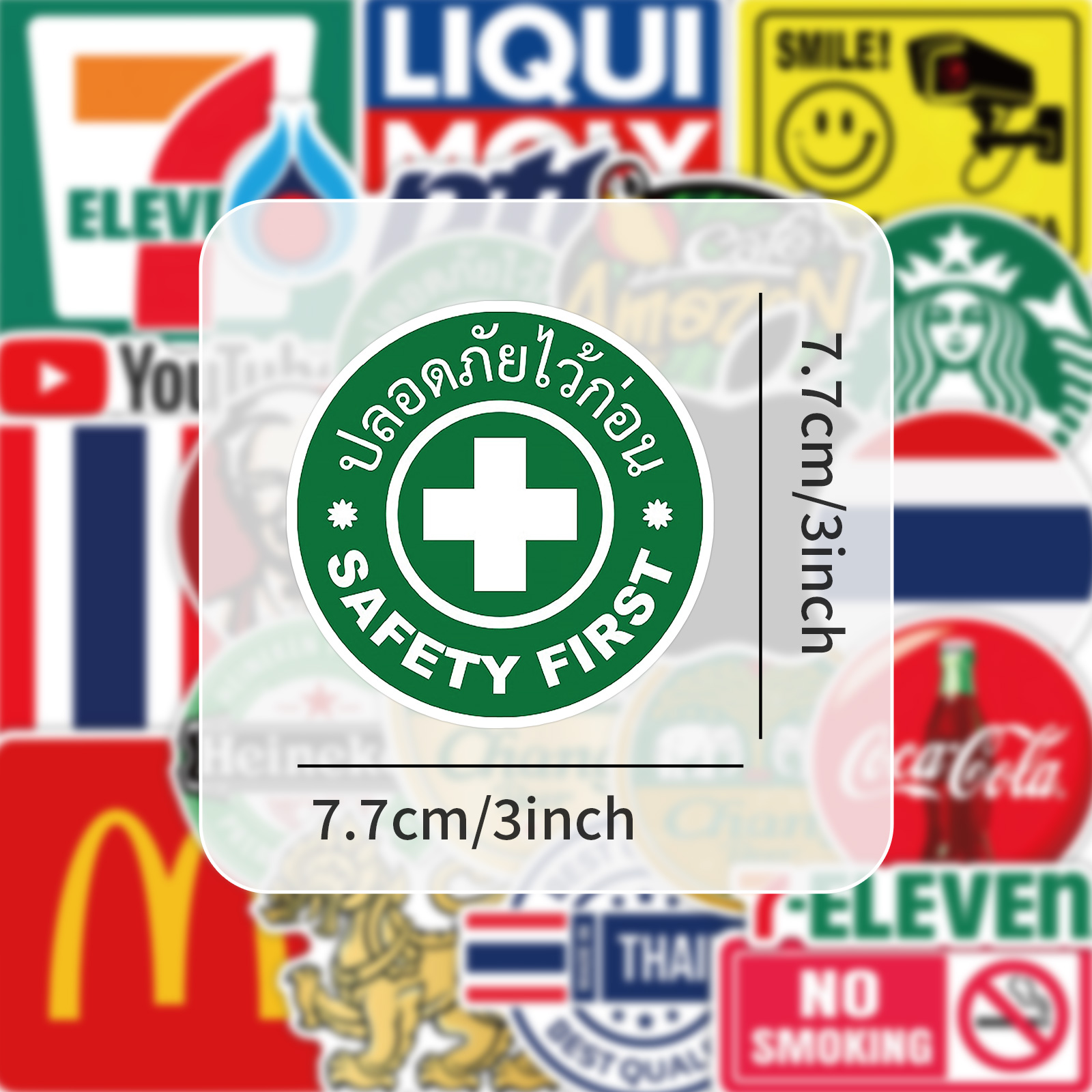 BIG SIZE Sticker 7-10cm สติ๊กเกอร์ติดรถ 711 Heineken YOUTUBE PTT มีขอบ ...