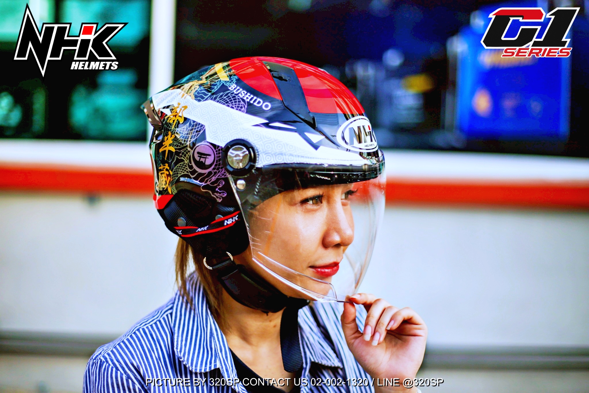 มาใหม่!! ใส่ใต้เบาะได้ทุกรุ่น!! หมวกกันน็อคครึ่งใบ NHK C1 ลายนักแข่ง ของแท้ ส่งไว!!! 320SP ...