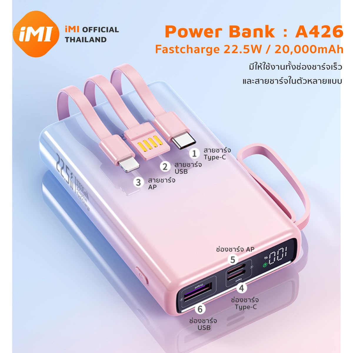 พาวเวอร์แบงค์ iMI 20000mAh ชาร์จเร็ว PD22.W Power Bank CCC สายชาร์จใน ...