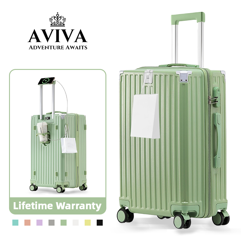 AVIVA ฟังก์ชั่นการชาร์จ USB กระเป๋าเดินทาง 20/24/28นิ้ว พร้อมตะขอ โลหะ ...