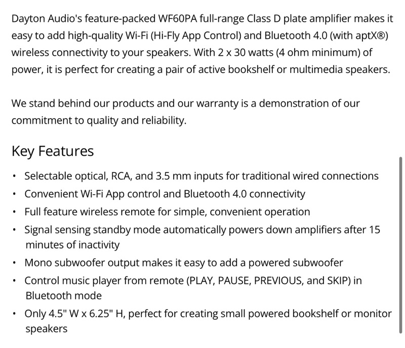 Dayton Audio WF60PA 60W Class D Full-Range 2 Channel Plate Amplifier ...