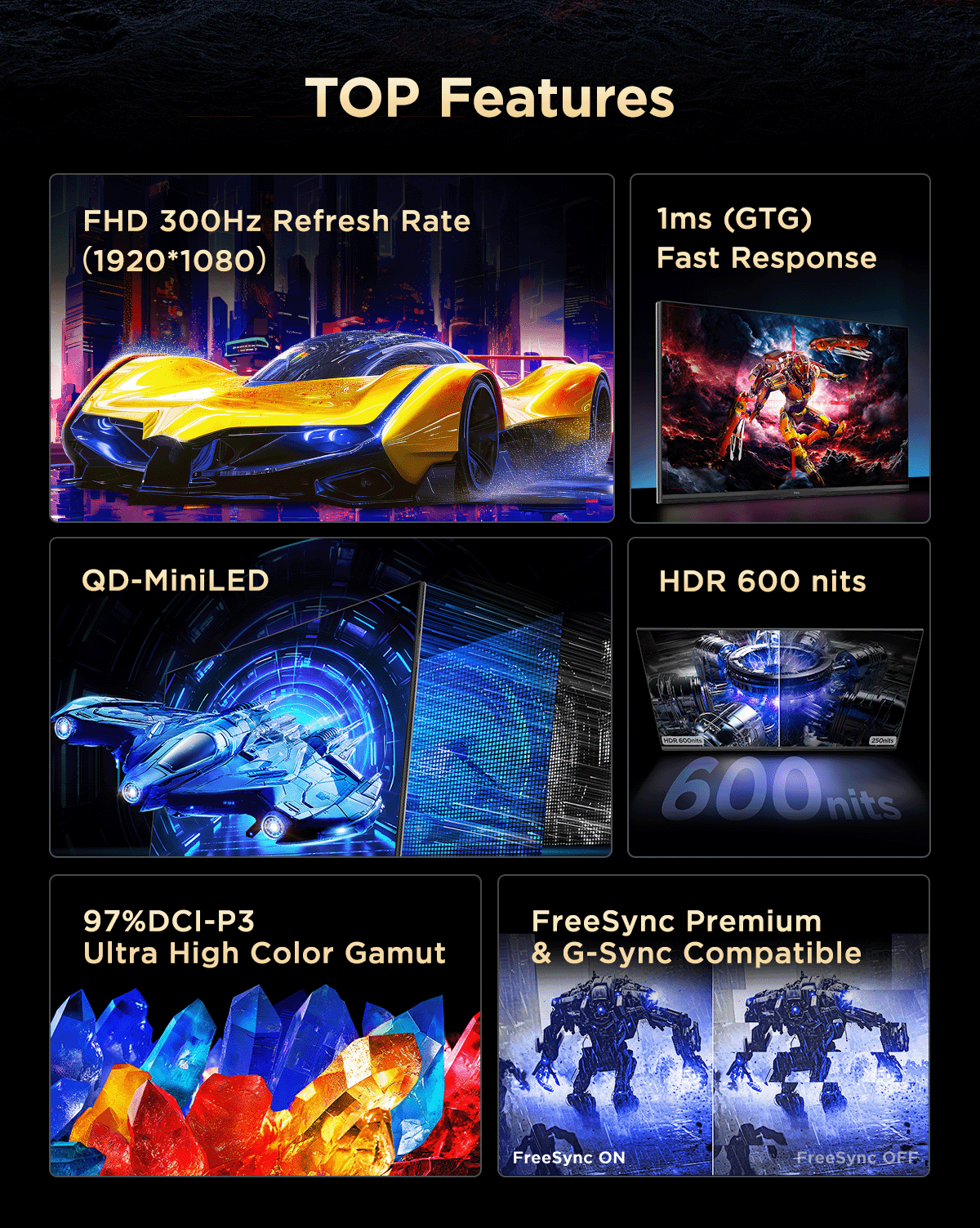 TCL QD-MiniLED Gaming Monitor 25 นิ้ว รุ่น 25G64 FHD 300 Hz, 1ms (GTG ...