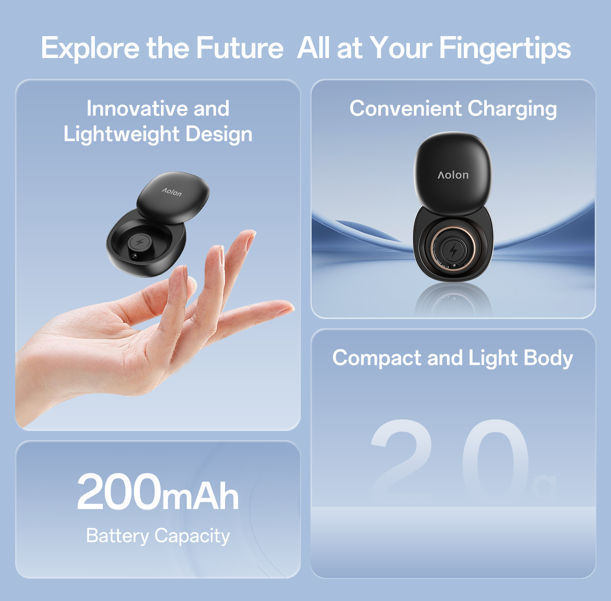 Aolon ARCB Ring Gen 3 กล่องชาร์จ 200mAh charge box การชาร์จแบบ Type-C ...