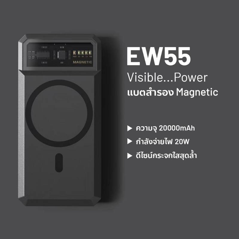 พาวเวอร์แบงค์ Eloop EW55 20000mAh Wireless Power Bank | Shopee Thailand