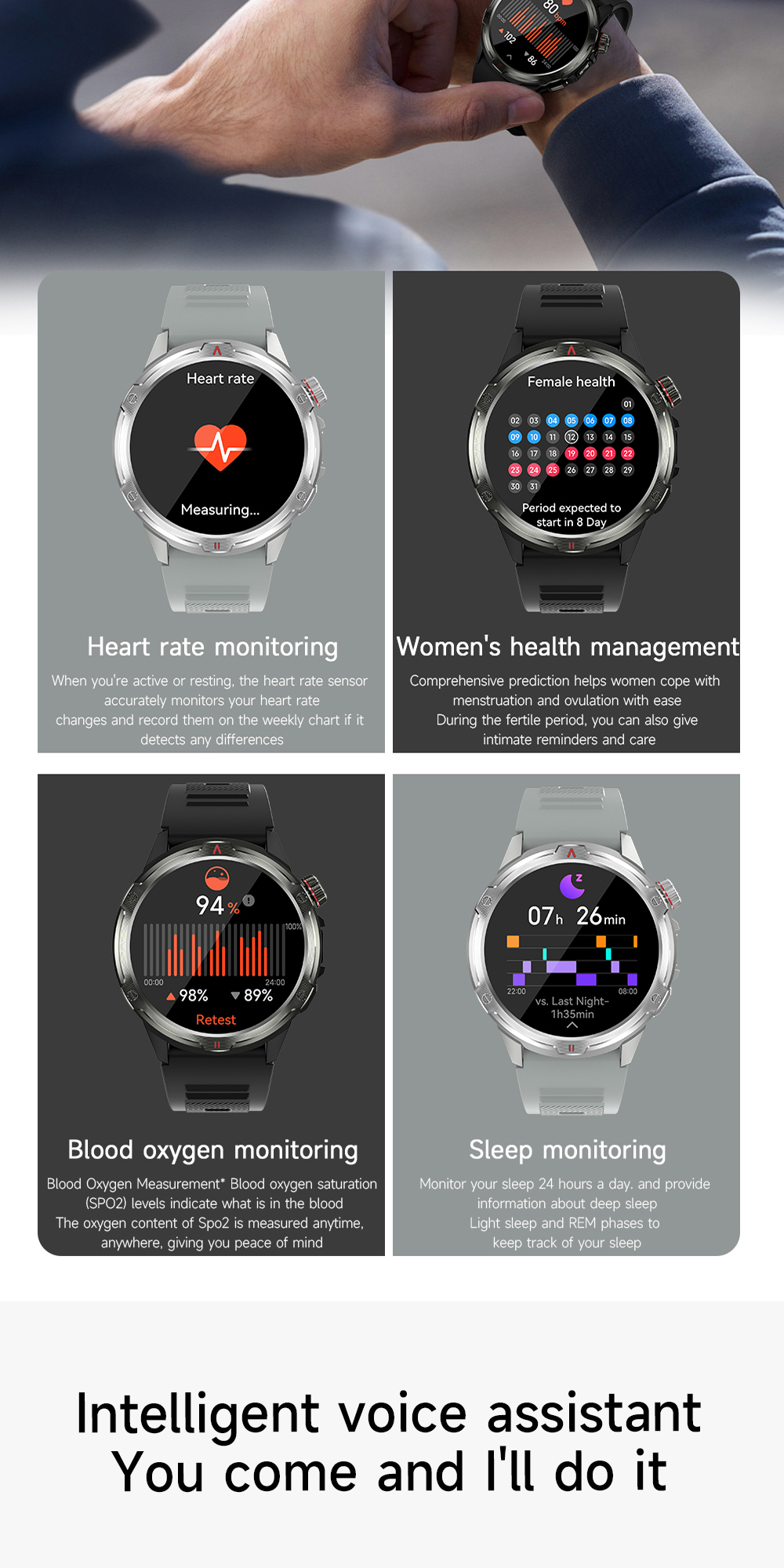 Aolon Tetra R4 สมาร์ทวอทช์ 1.43 นิ้ว Amoled หน้าจอ AOD จะแสดงเสมอ ...
