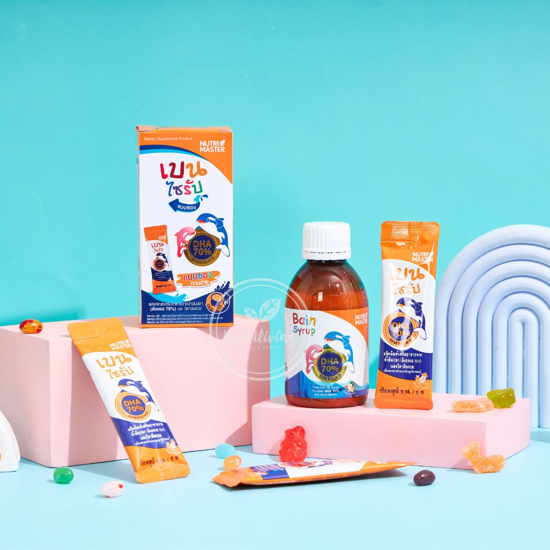 Nutrimaster Bain Syrup ขนาด 15 ml.(แบบซอง) แพ็ค 4 กล่อง แถมฟรี! BAINI ...