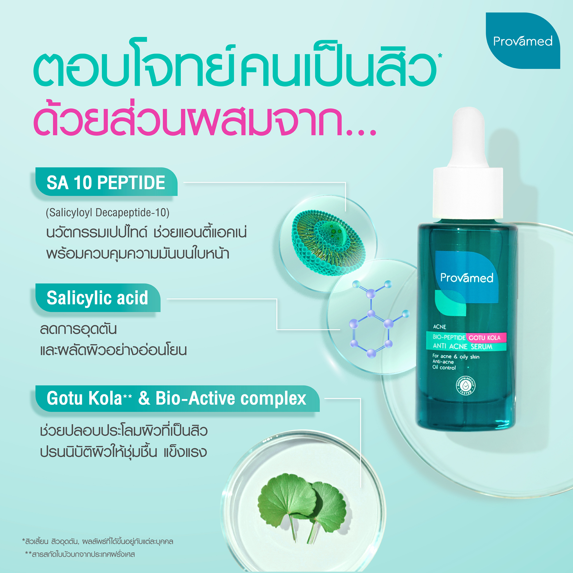 PROVAMED BIO-PEPTIDE GOTU KOLA ANTI ACNE SERUM 30 ML | Shopee Thailand