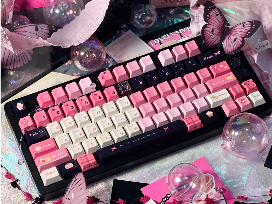 Sweet Black Pink Keycap PBT Cherry Profile ปุ่มกดคีย์บอร์ด คีย์แคป ...