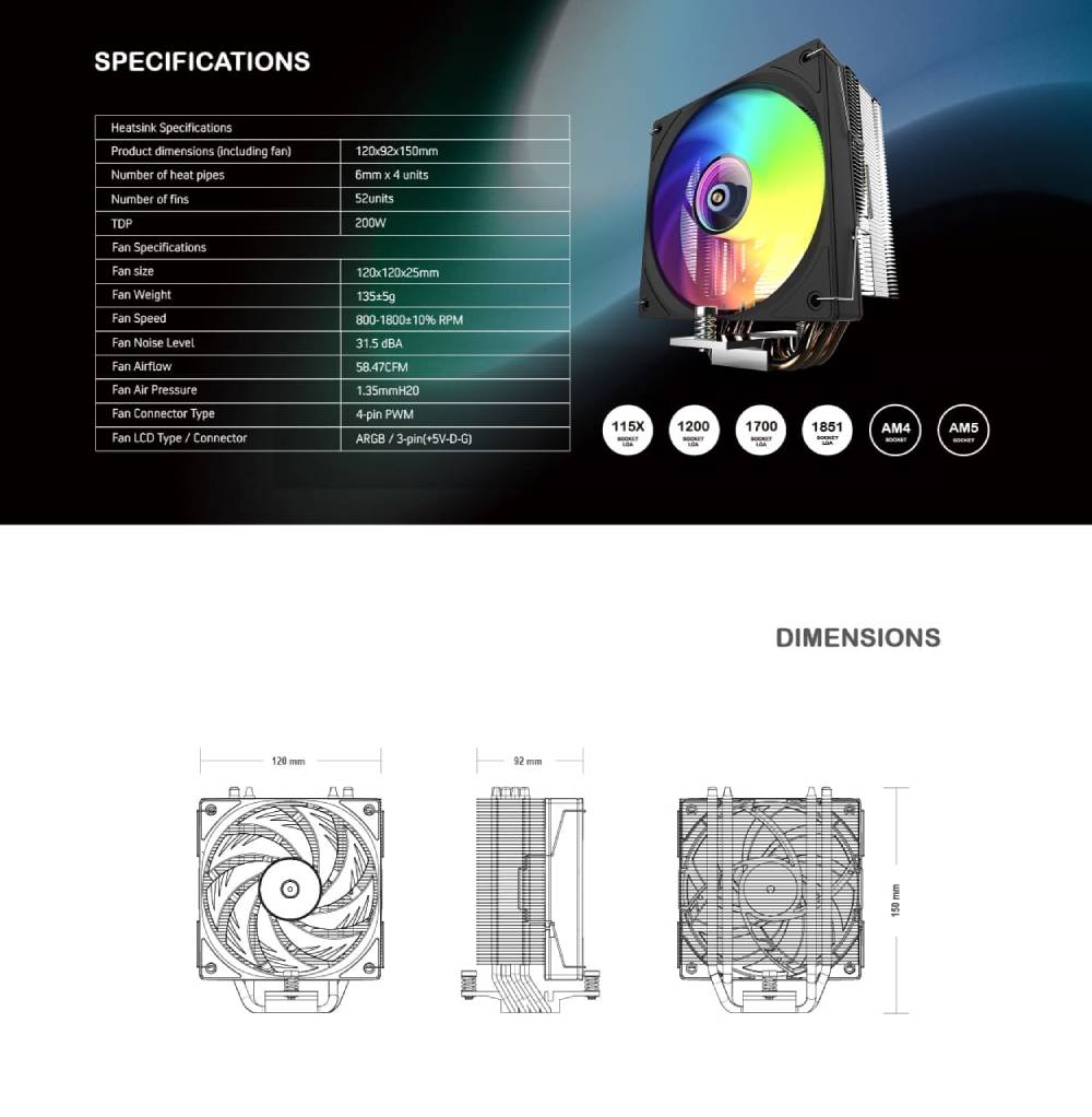 พัดลมซีพียู CRYORIG CR401 ARGB Black CPU Air Cooler by Banana IT ...