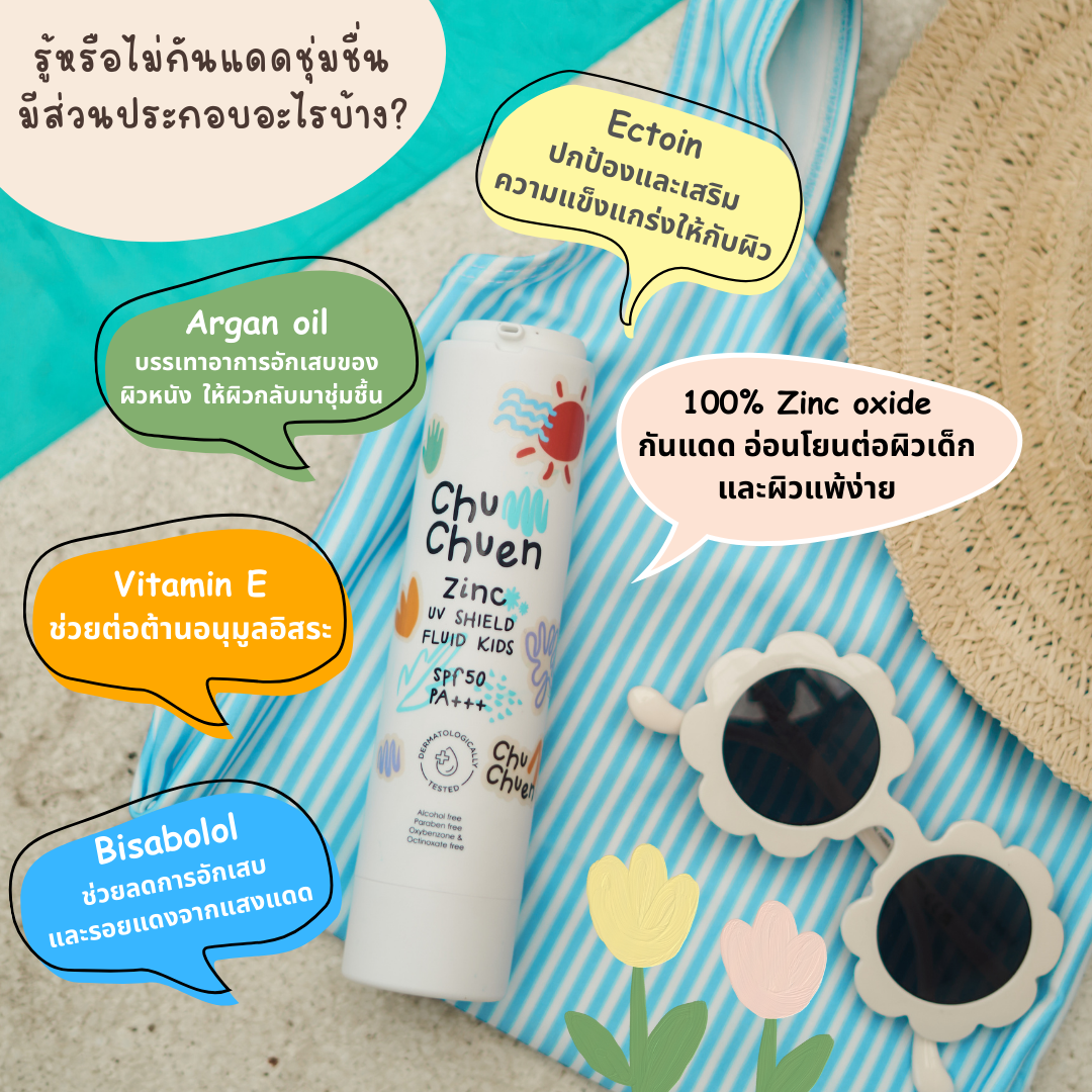 ครีมกันแดดเด็ก ชุ่มชื่น 1 ขวด Chumchuen zinc UV shield fluid kids SPF ...