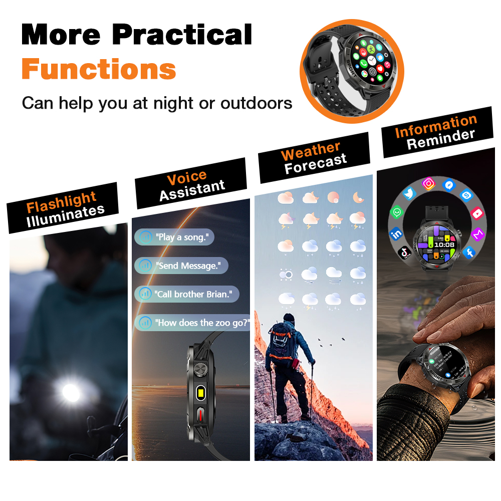 Aolon Navi R4 GPS นาฬิกาอัจฉริยะ 1.43หน้าจอ AMOLED 410mAh นาฬิกาสีดำ ...