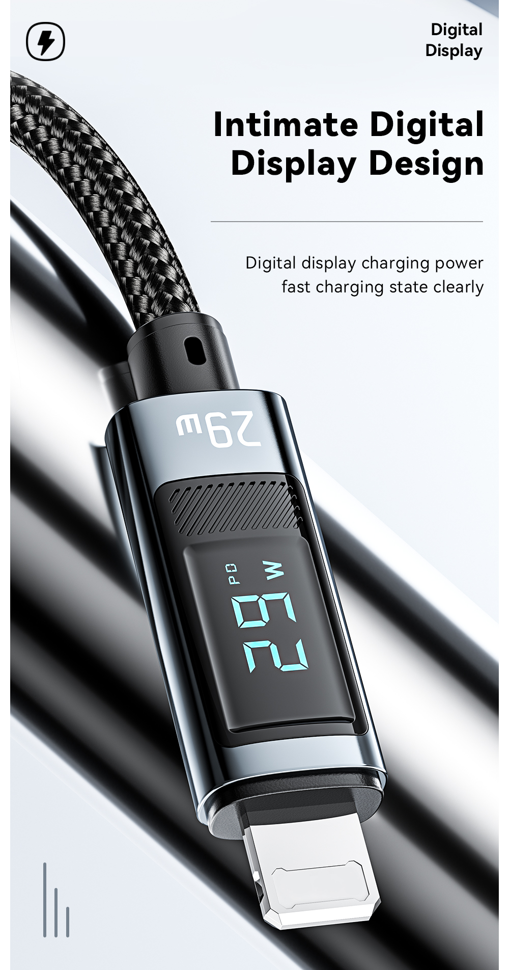 Essager Type-C to L PD29W สายเคเบิลข้อมูลจอแสดงผลดิจิตอล USB2.0 ลวดถัก ...