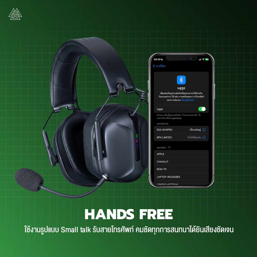 EGA TYPE-GH4 PRO หูฟังเกมมิ่ง Gaming Headset เชื่อมต่อ BT/Wireless/สาย ...