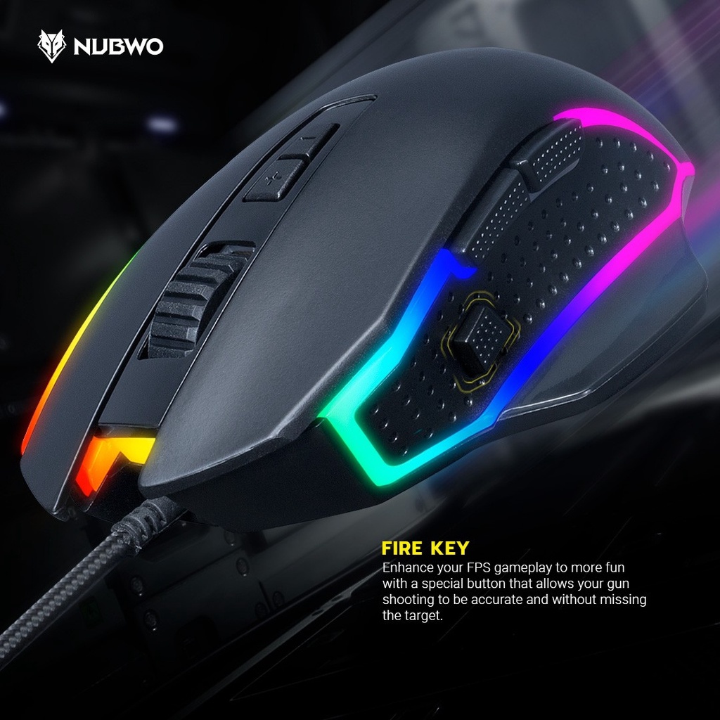 Nubwo Gaming Mouse เมาส์เกมมิ่ง ปรับ DPI ได้ 6 ระดับ สูงสุด 12800 มี 7 ปุ่ม ปรับมาโครได้ รุ่น NM ...