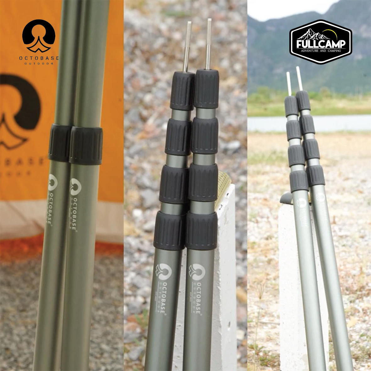 Octobase Octopole 4SP Titanium Grey เสาทาร์ปปรับสไลด์ ปรับสูงสุดได้ 2.5 ...