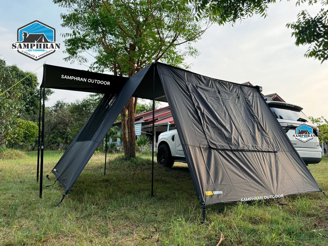 Jason Box ผ้าเสริมด้านข้าง | ด้านหน้า สำหรับ Awning สีดำ มีหน้าต่างมุ้ง ...