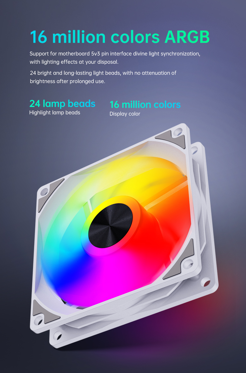 Cooling Fan (พัดลมเคส) SNOWMAN BM-AK120 RGB/ARGB B&W 4Pin PWM/5V 3pin ...