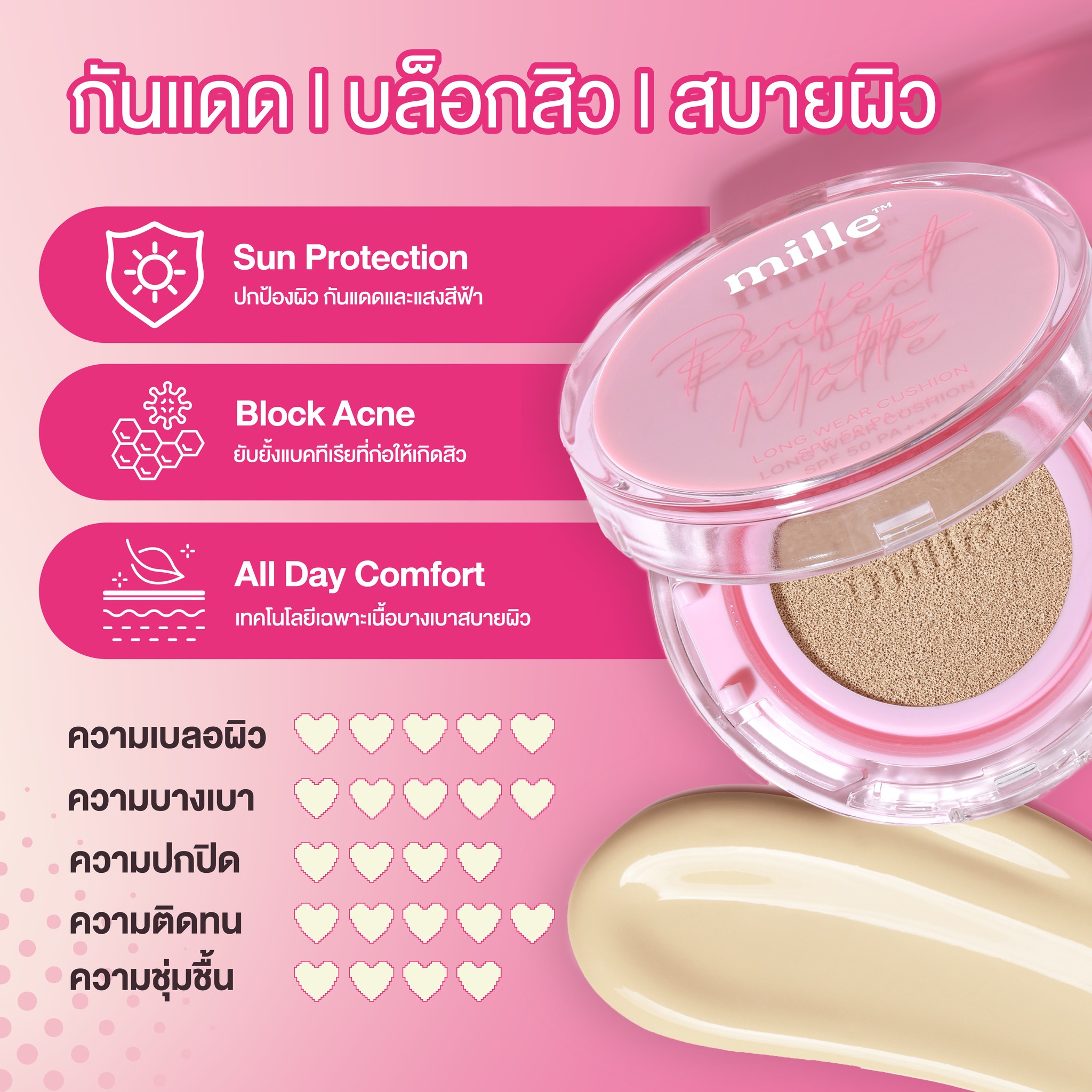 [คุชชั่น] Mille Perfect Matte Long Wear Cushion SPF50 PA+++ // มิลเล่ ...