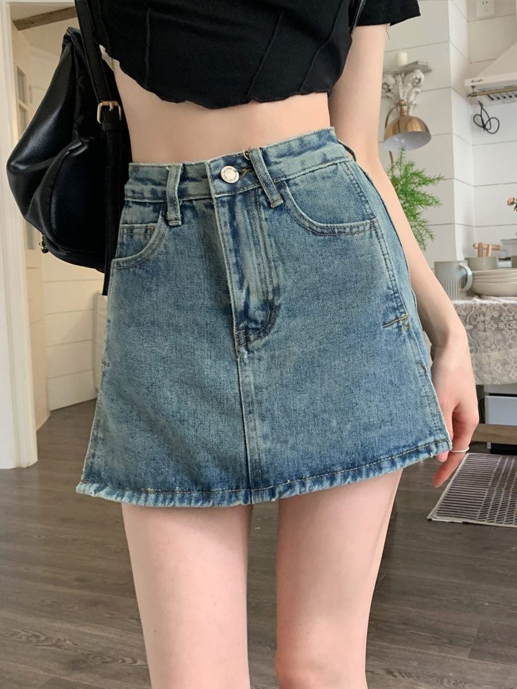 GHAOHES กระโปรงกางเกงยีนส์ S-4XL เอวสูง ลมเกาหลี มินิน่ารัก ผ่า 2 ข้าง มีซับยีนส์ กระโปรง y2k ...