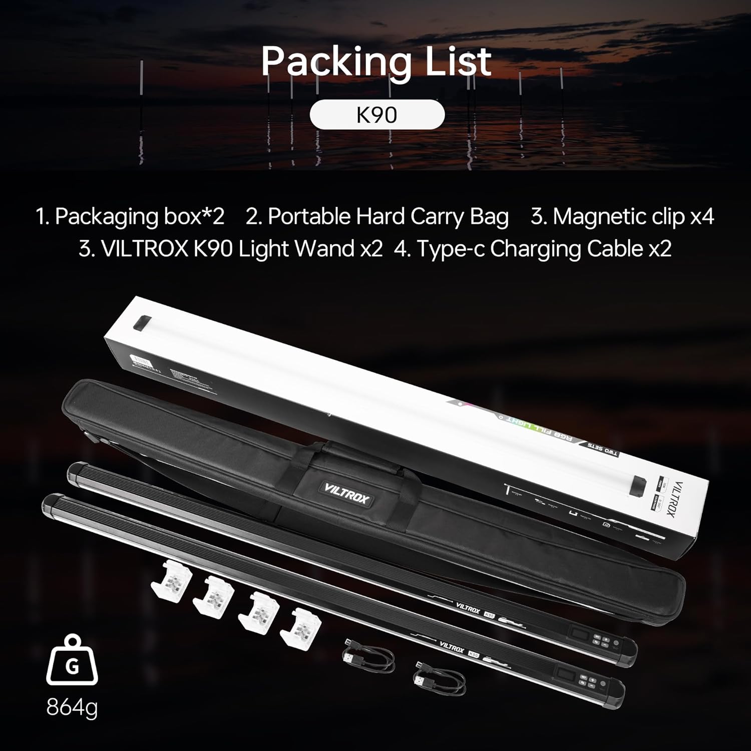 Viltrox K90 Light Stick Dual RGB Lights [2 แท่ง/Set] ประกันศูนย์ ไฟแท่ง RGB LED VILTROX K90 2 ...