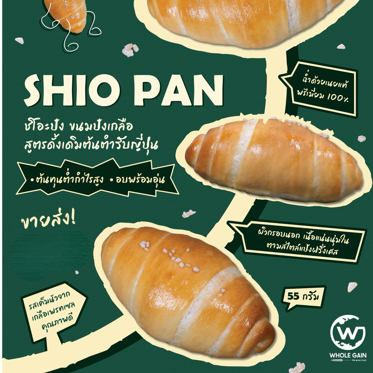 ขนมปังเกลือ ชิโอะปัง Shio Pan รสดั้งเดิม หอมเนย ขายส่ง กำไรสูง (1ลัง12 ...