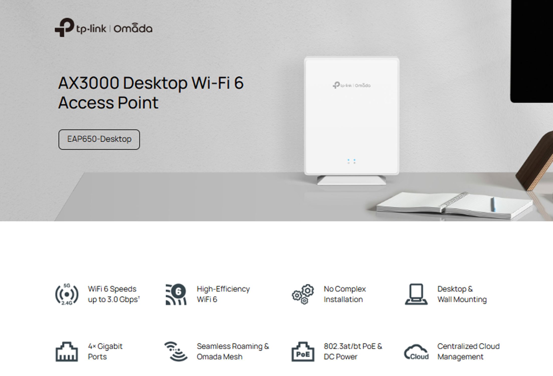 TP-LINK EAP650-Desktop Omada AX3000 Desktop Wi-Fi 6 Access Point-ของแท้ ...