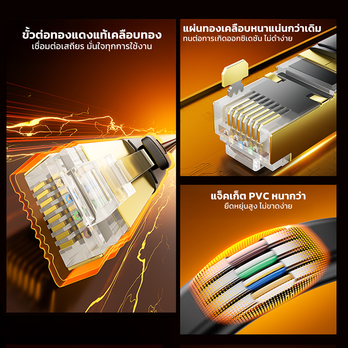 Jasoz สายLAN Cat 8 Shielded Flat Cable 40Gbps รุ่น E127 ความยาว 1เมตร ...