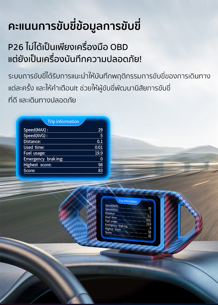 OBD2 P26-AI P6 PRO+ สมาร์ทเกจ Smart Gauge Digital Meter/Display GPS ...